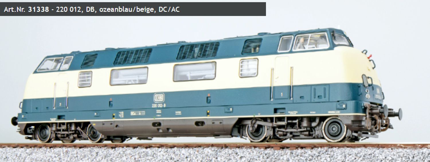 ESU 31338 - Diesellok 220 012, DB, Ep.IV, ozeanblau-beige, DC-AC-Sound