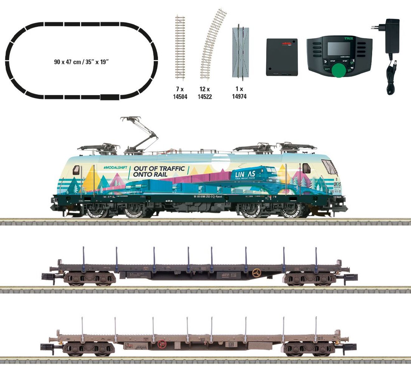 Trix 11165 - Digitales Startset mit E-Lok BR 186 und Güterwagen, Railpool, Ep.VI, DC-MFX-Sound