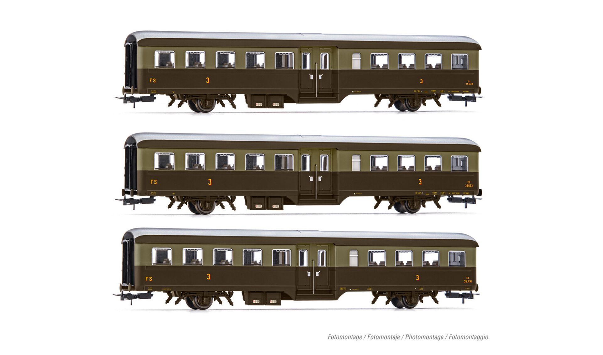 Rivarossi HR4369 - 3er Set Personenwagen 'Corbellini', FS, Ep.V-VI
