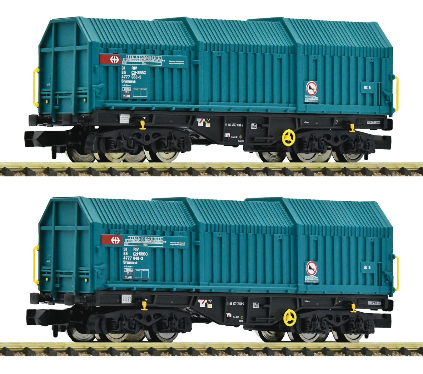 Fleischmann 6660037 - 2er Set Teleskophaubenwagen Shimmns, SBB, Ep.V