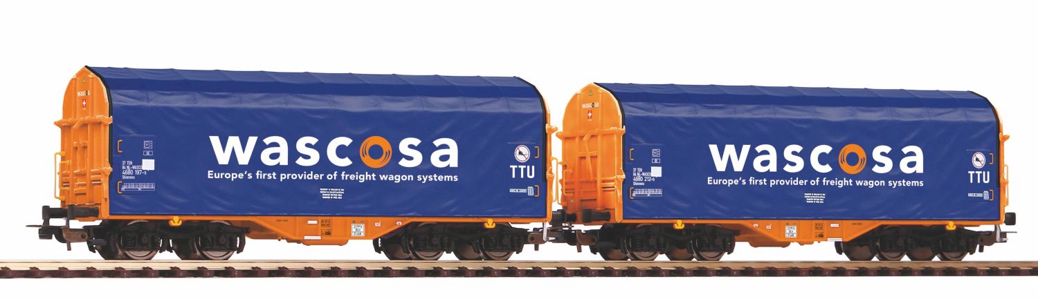 Piko 58396 - 2er Set Schiebeplanenwagen Shimms, Wascosa, Ep.VI