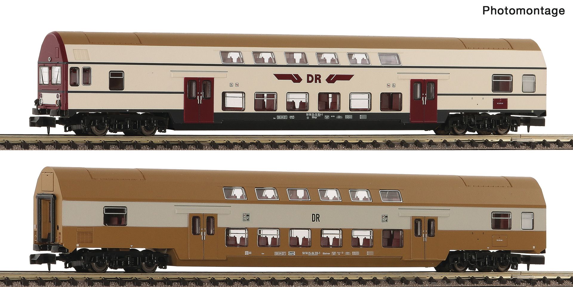 Fleischmann 6260074 - 2er Set Doppelstockwagen mit Steuerwagen, DR, Ep.IV, Set 1