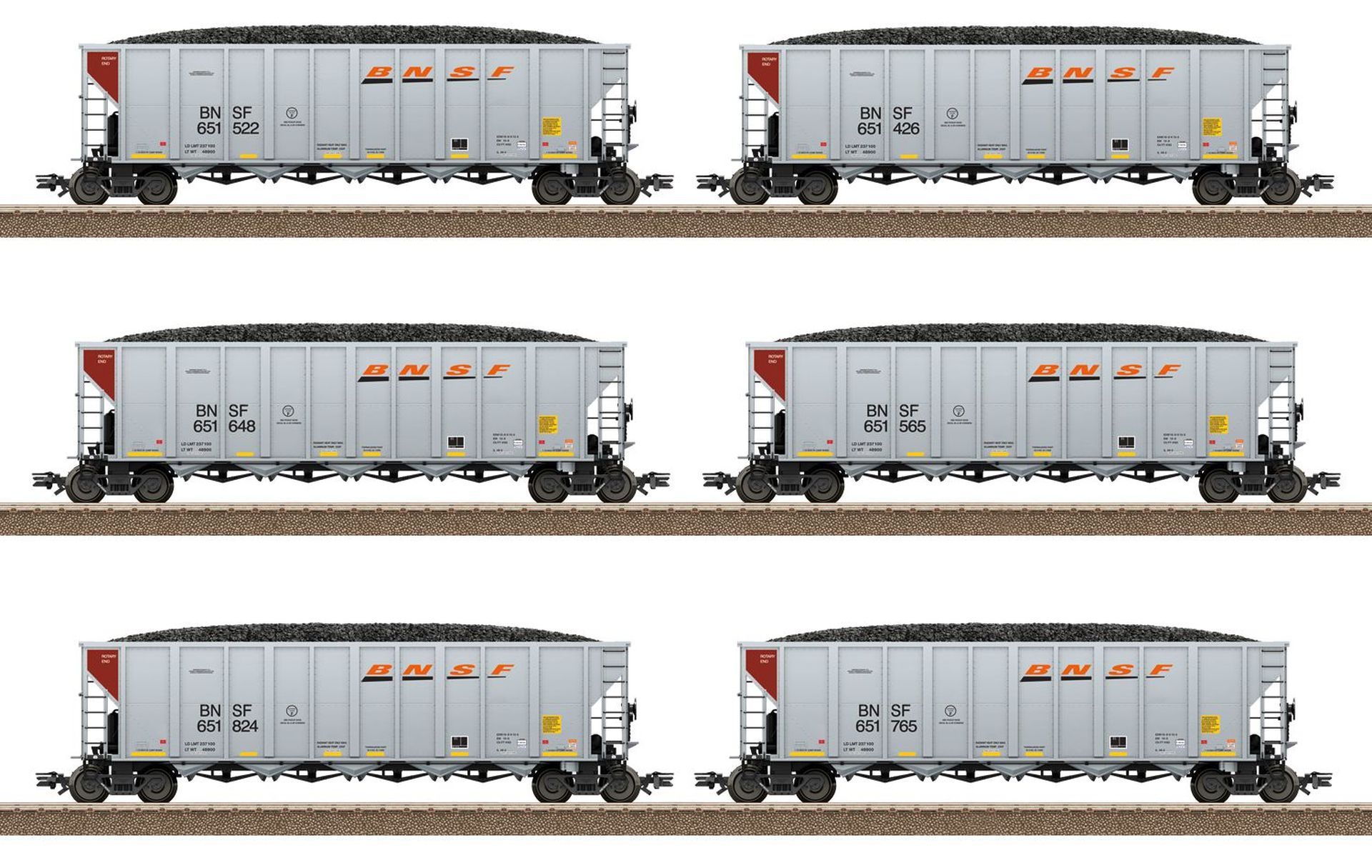Trix 24911 - 6er Set offene Güterwagen, LLC, BNSF, Ep.VI