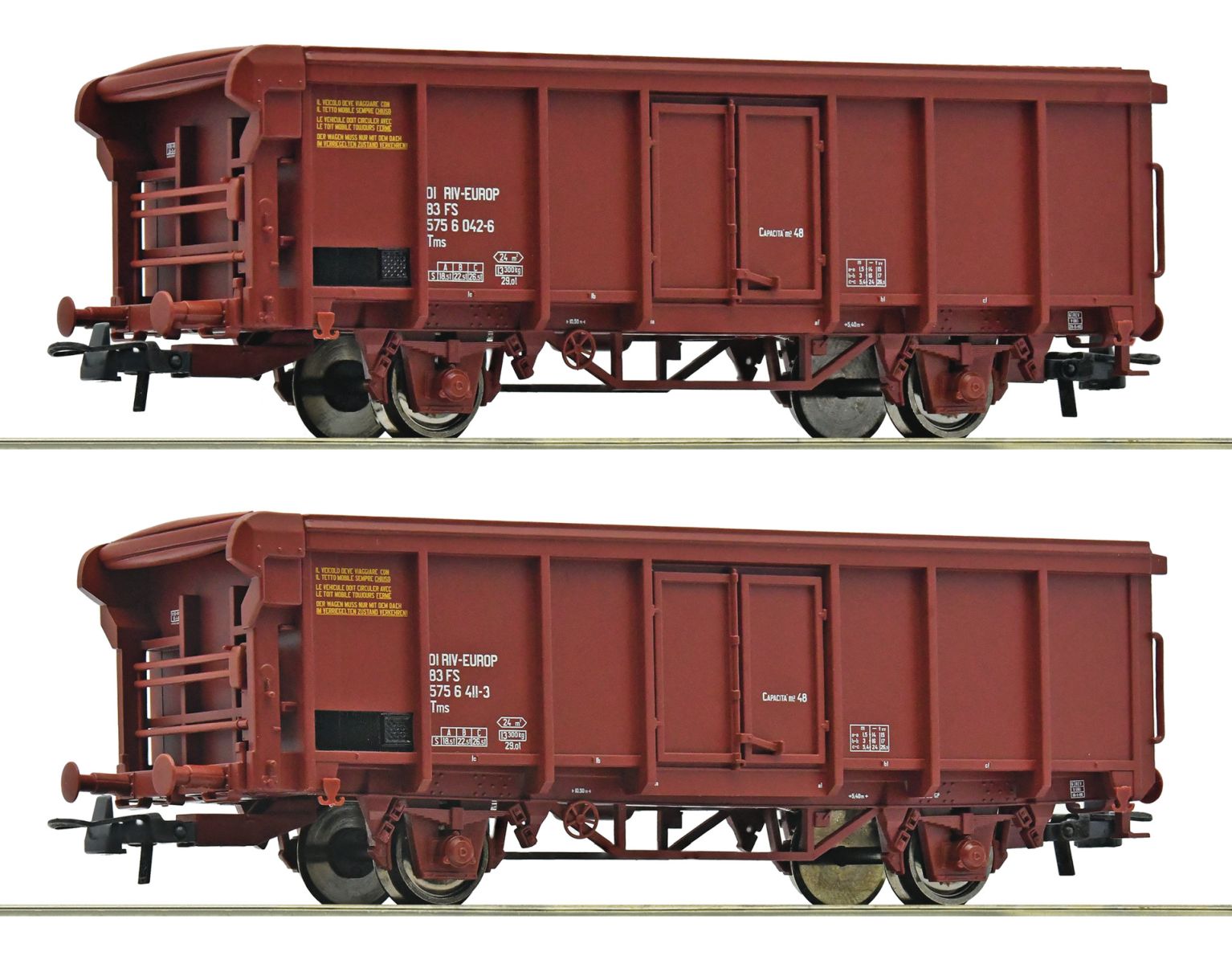 Roco 6600082 - 2er Set Rolldachwagen Tms, FS, Ep.IV