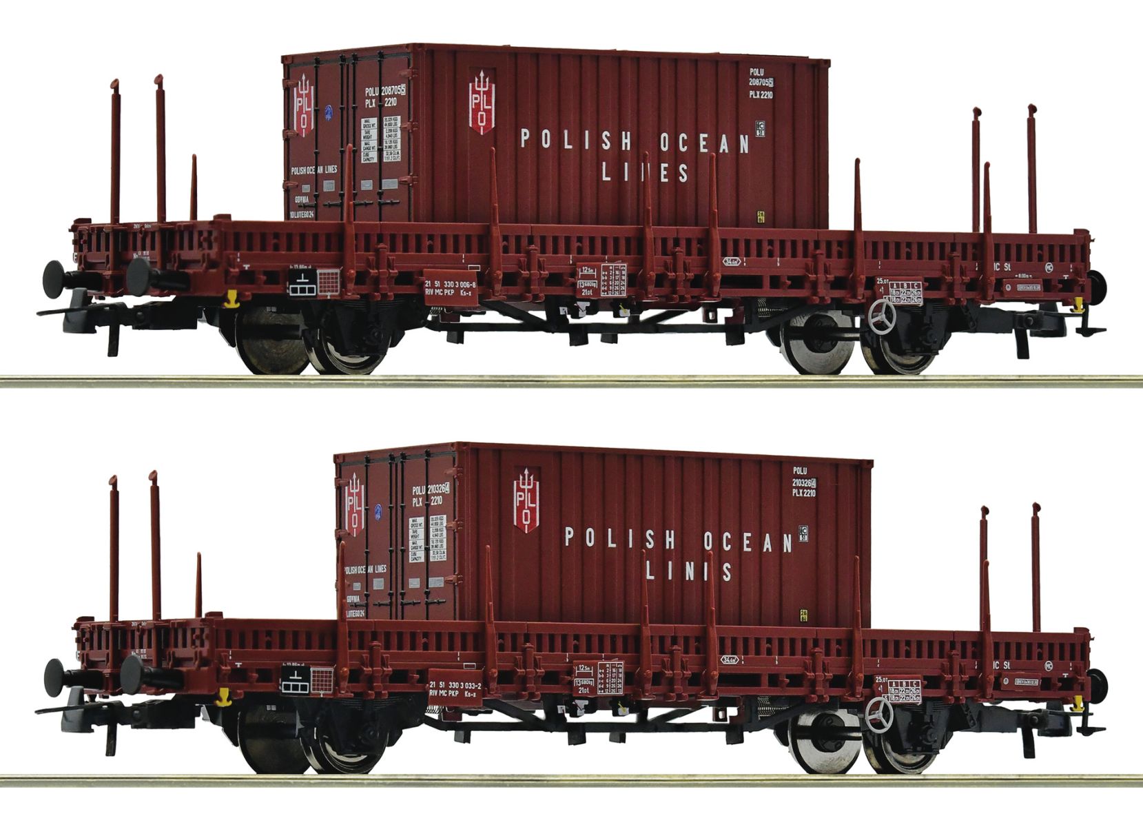 Roco 6600006 - 2er Set Schwenkrungenwagen Ks, PKP, Ep.IV