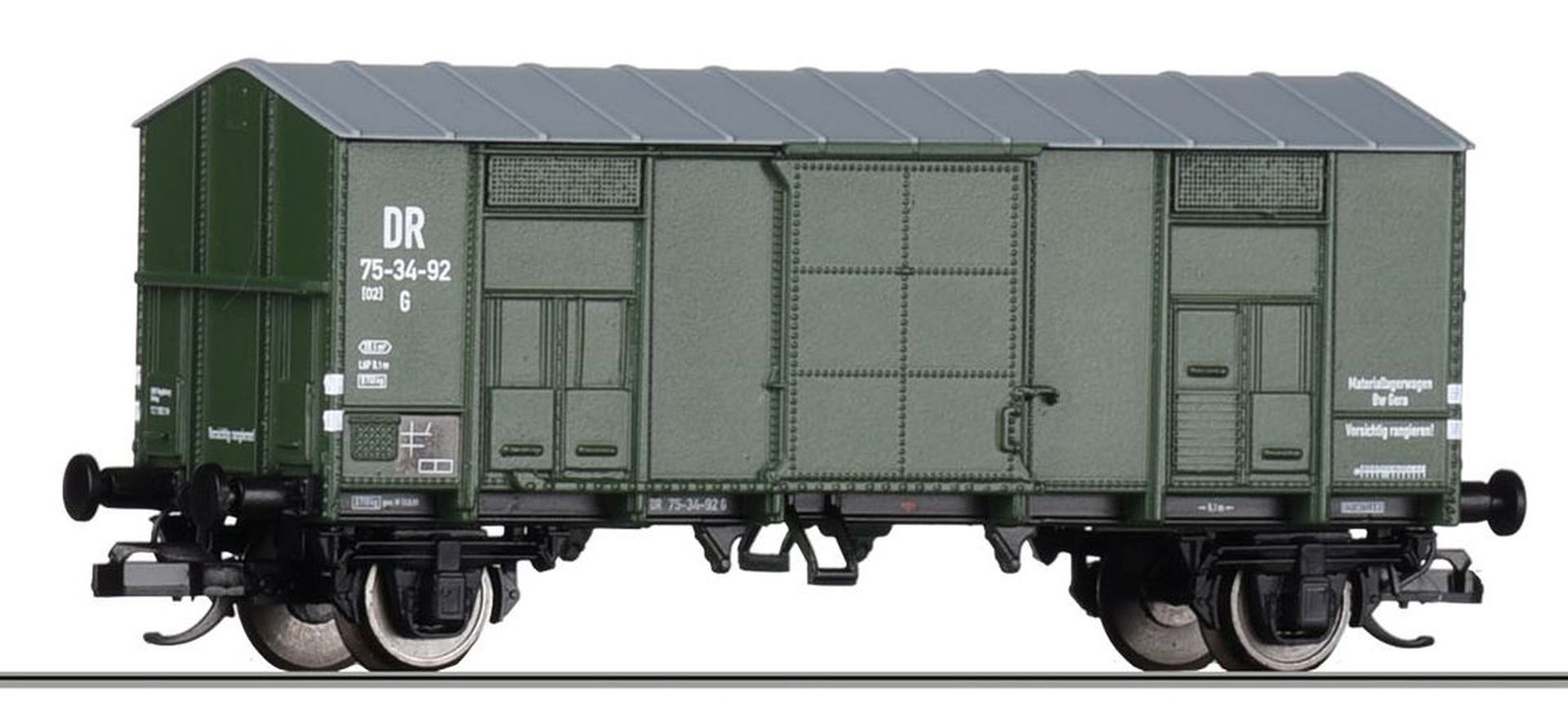 Tillig 14889 - Gedeckter Güterwagen als Materiallagerwagen, DR, Ep.III
