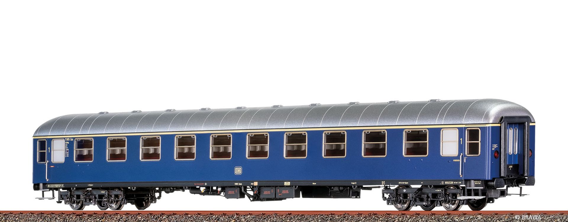 Brawa 58115 - Schnellzugwagen A4ümg-54, DB, Ep.III, mit Beleuchtung, AC