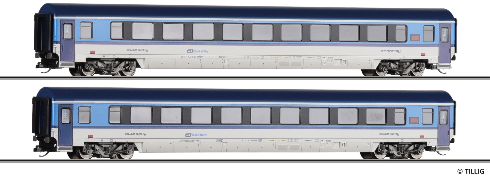 Tillig 01060 - 2er Set Personenwagen Bpmz 891, 2. Klasse, CD, Ep.VI