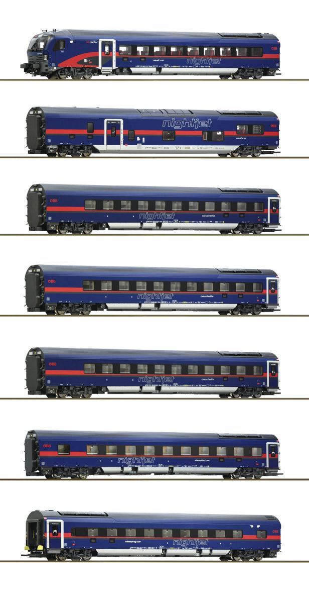 Roco 5510004 - 7er Set Personenwagen Nightjet, ÖBB, Ep.VI, DC-Digital