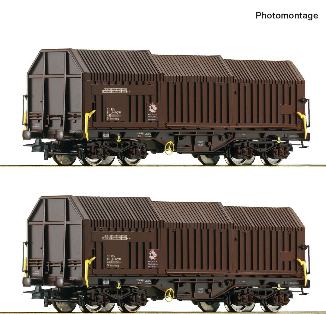 Roco 6600132 - 2er Set Teleskophaubenwagen Shimmns, ÖBB, RCW, Ep.VI