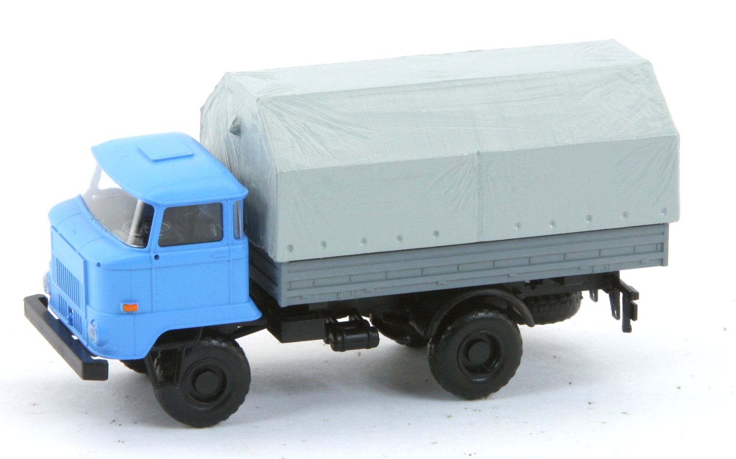 Hädl 121073-03 - IFA L60 Allradantrieb hellblau, Ballonräder, Pritsche/Trapezplane