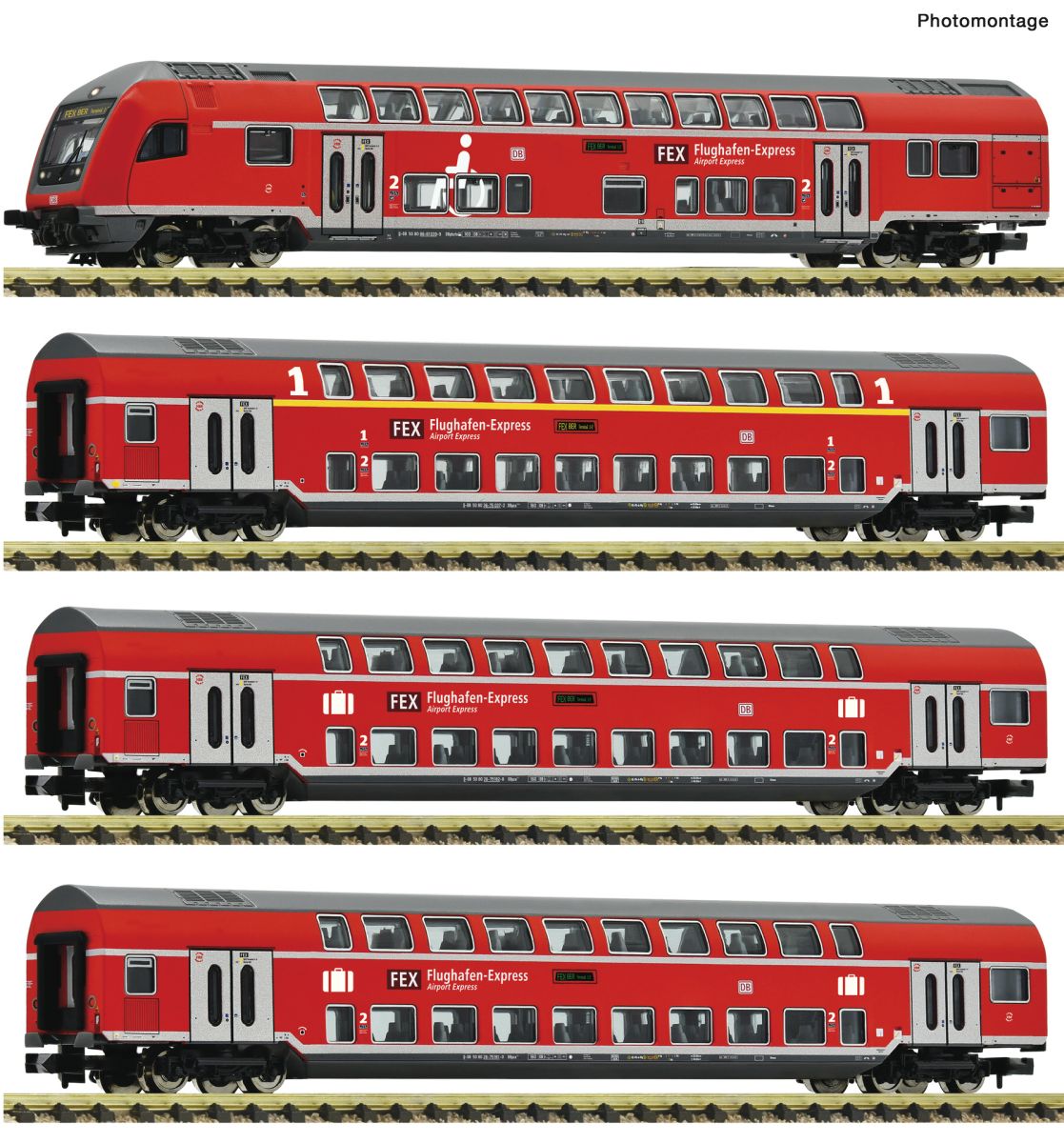 Fleischmann 881916 - 4er Set Doppelstockwagen 'FEX', DBAG, Ep.VI