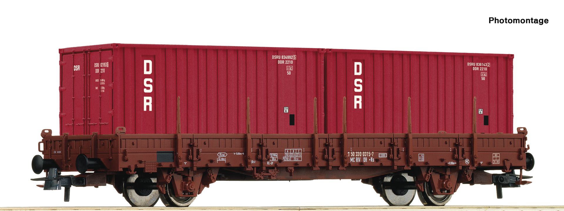 Roco 6600138 - Schwenkrungenwagen Ks mit zwei Containern DSR, DR, Ep.IV