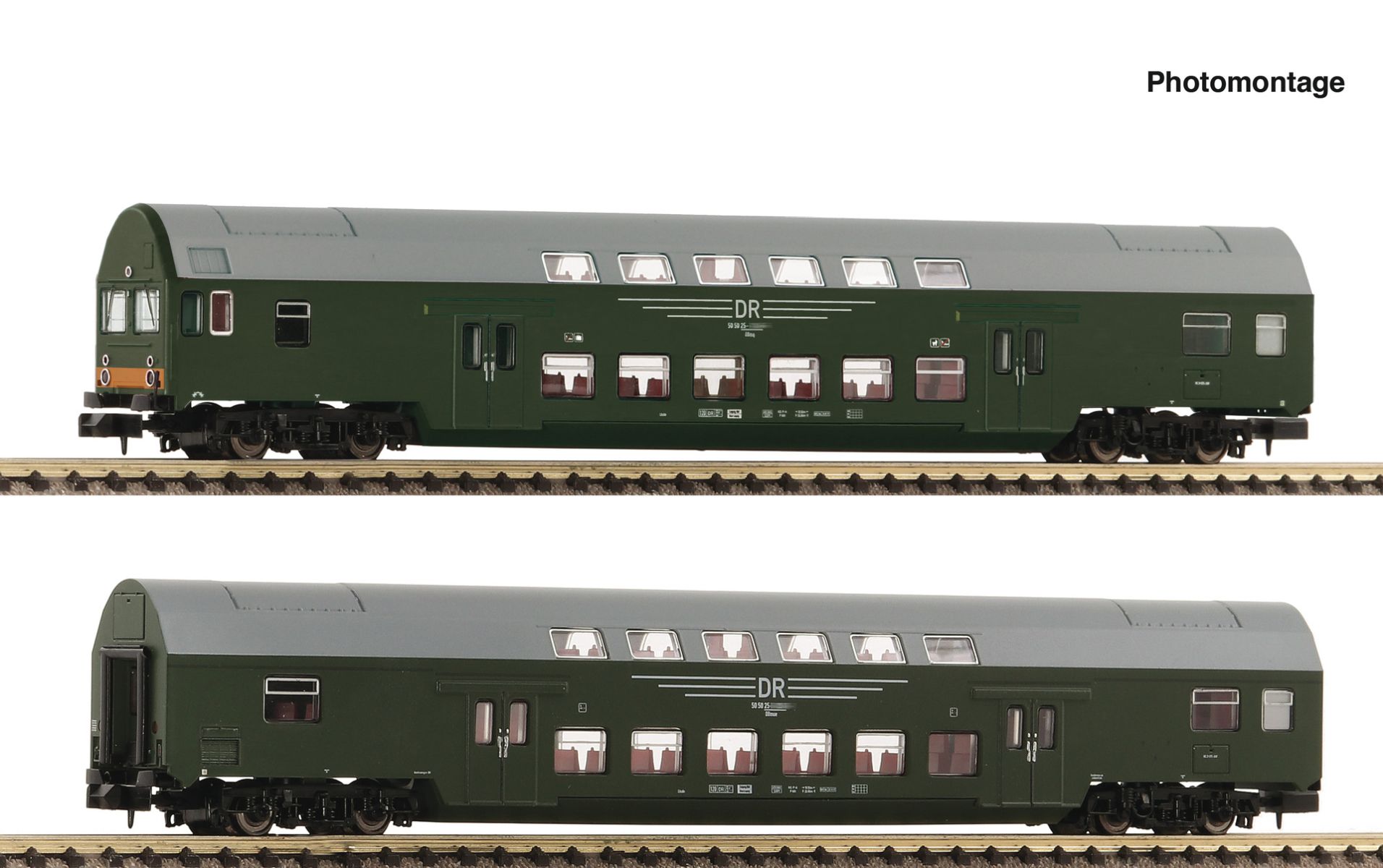Fleischmann 6260041 - 2er Set Doppelstockwagen mit Steuerwagen, DR, Ep.IV