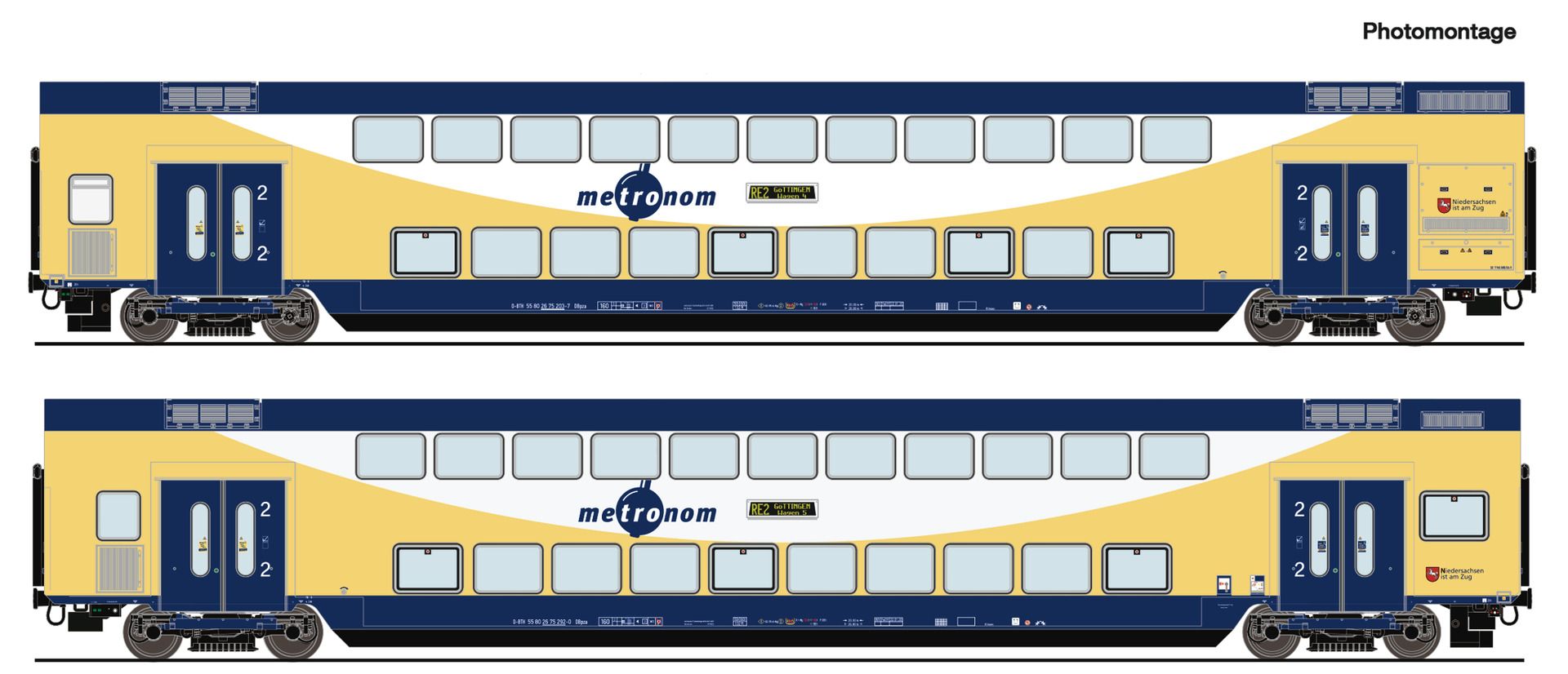 Roco 6220106 - 2er Set Doppelstockwagen DBpza, metronom, Ep.VI, AC